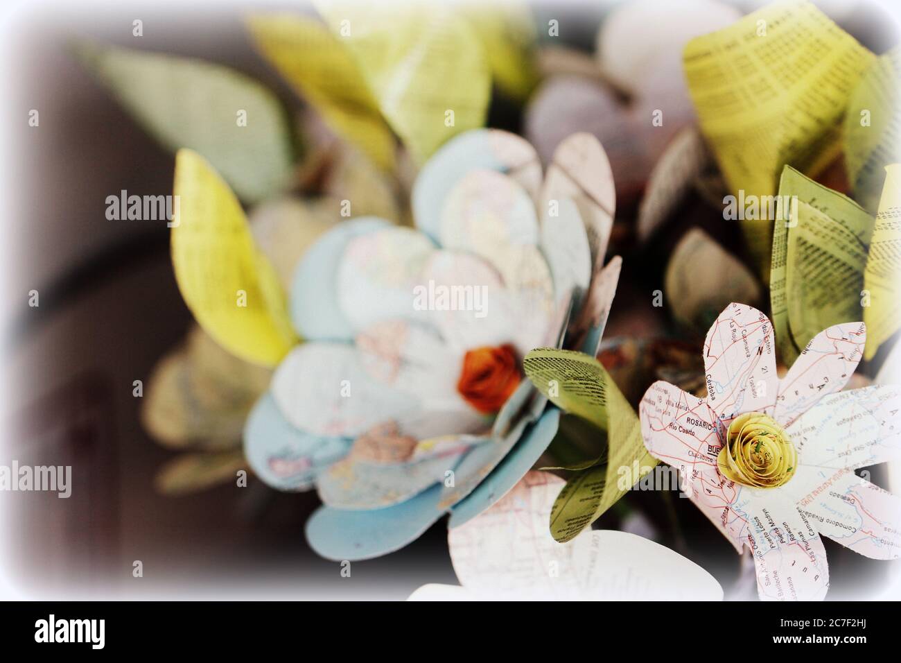 Closeup shot of beautiful exquisite flowers made from telephone ...