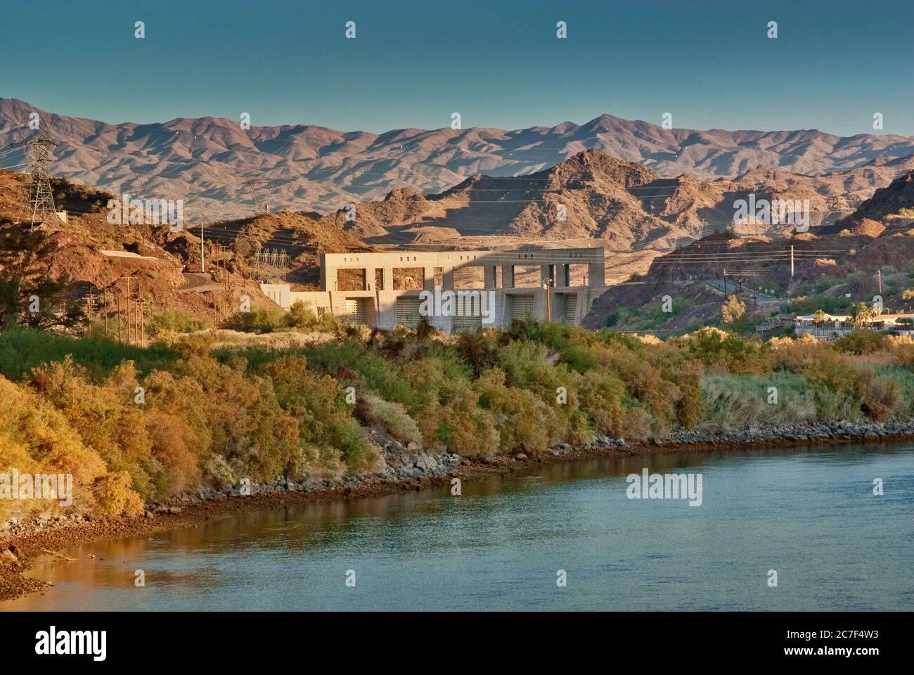 Parker Dam on Colorado River, California Arizona border, USA Stock ...
