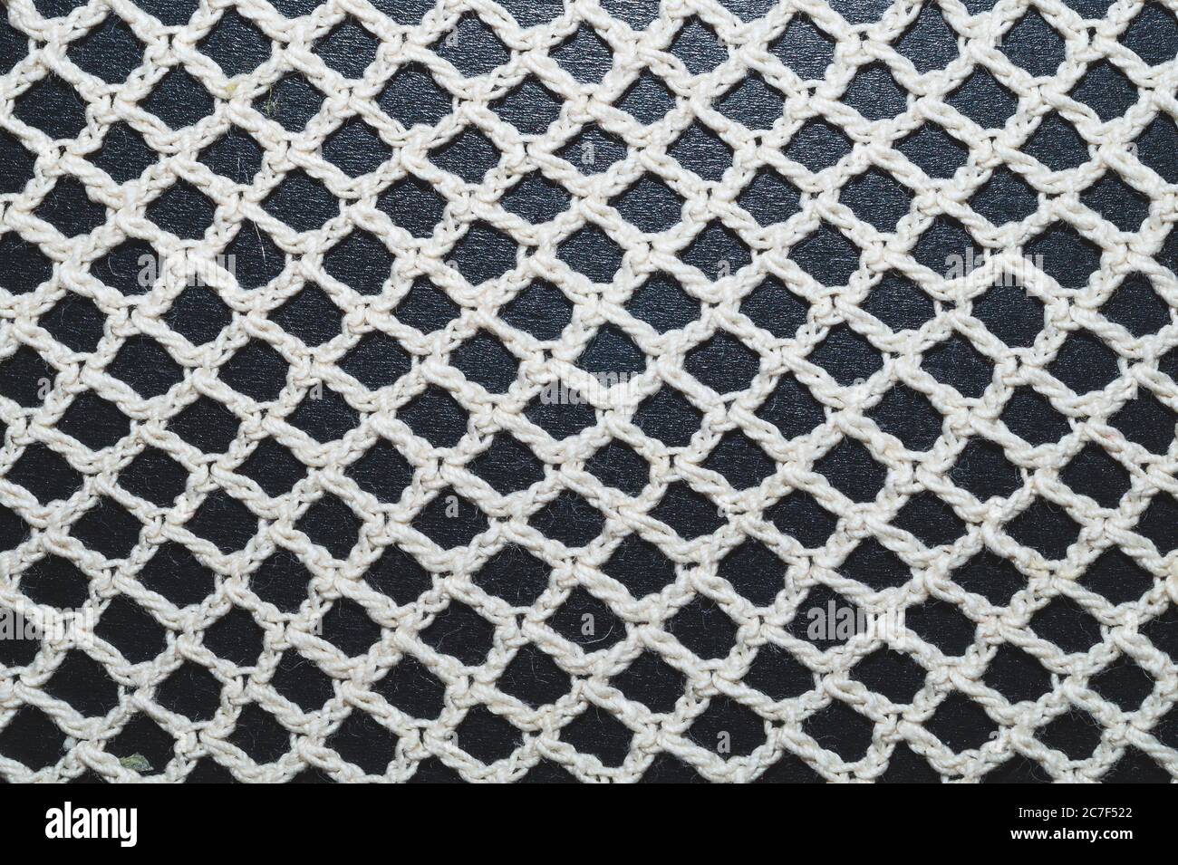 Weaving net from threads. mesh of tablecloth close up Stock Photo - Alamy