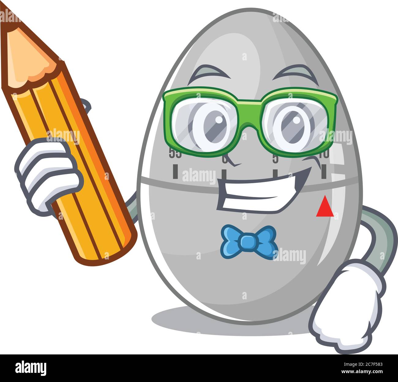 A clever student egg kitchen timer cartoon character study at home ...