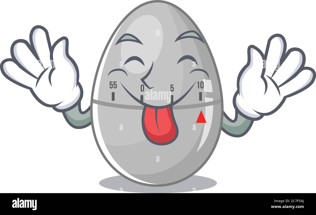 Funny egg kitchen timer cartoon design with tongue out face Stock ...