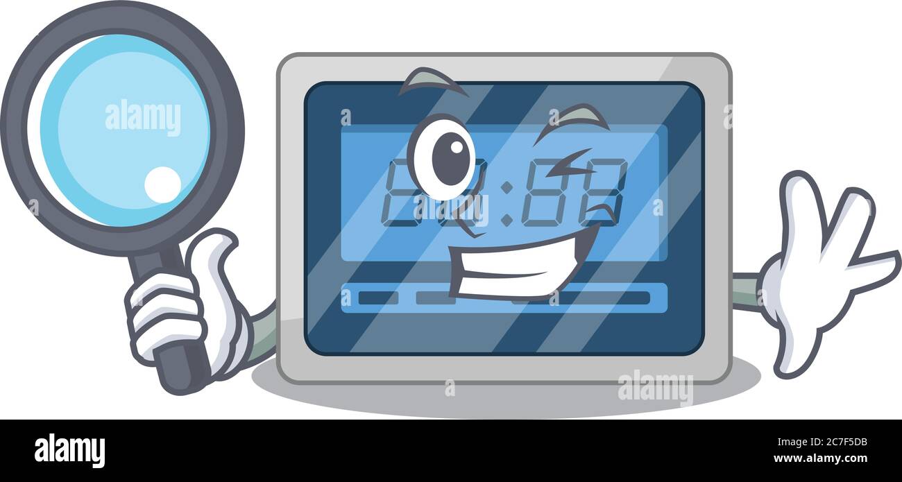 cartoon picture of digital timer Detective using tools Stock Vector ...
