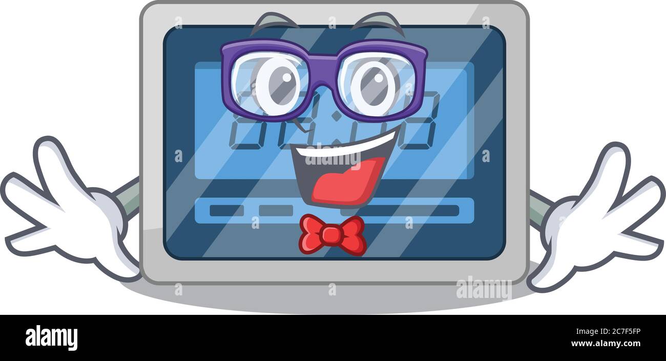 A cartoon drawing of geek digital timer wearing weird glasses Stock ...