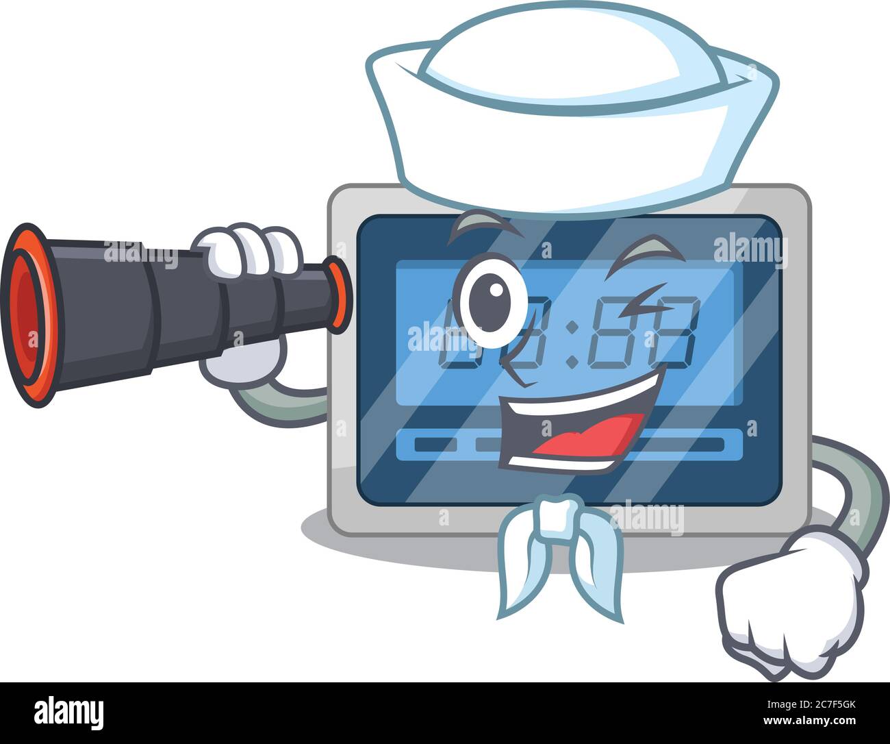 A cartoon picture of digital timer Sailor using binocular Stock Vector ...