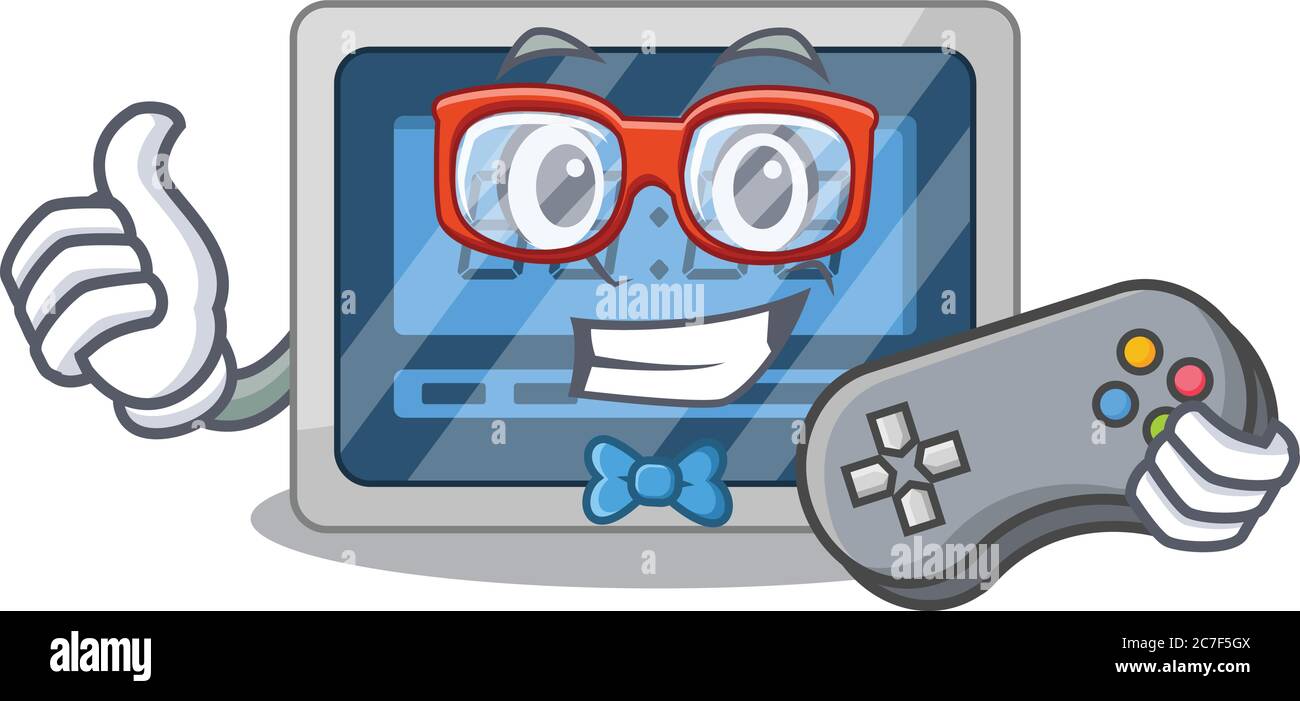 Mascot design style of digital timer gamer playing with controller ...