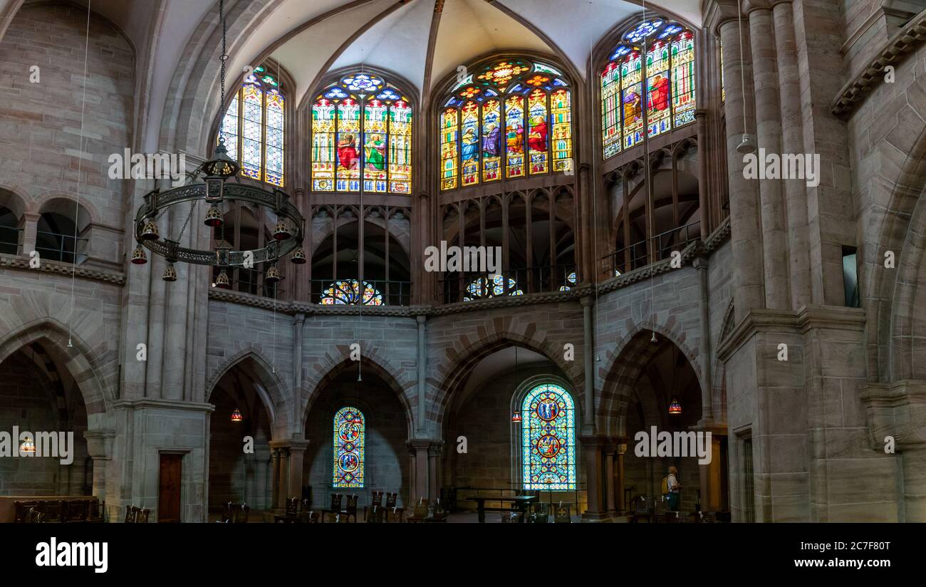 Colorful glass window in basel cathedral hi-res stock photography and ...
