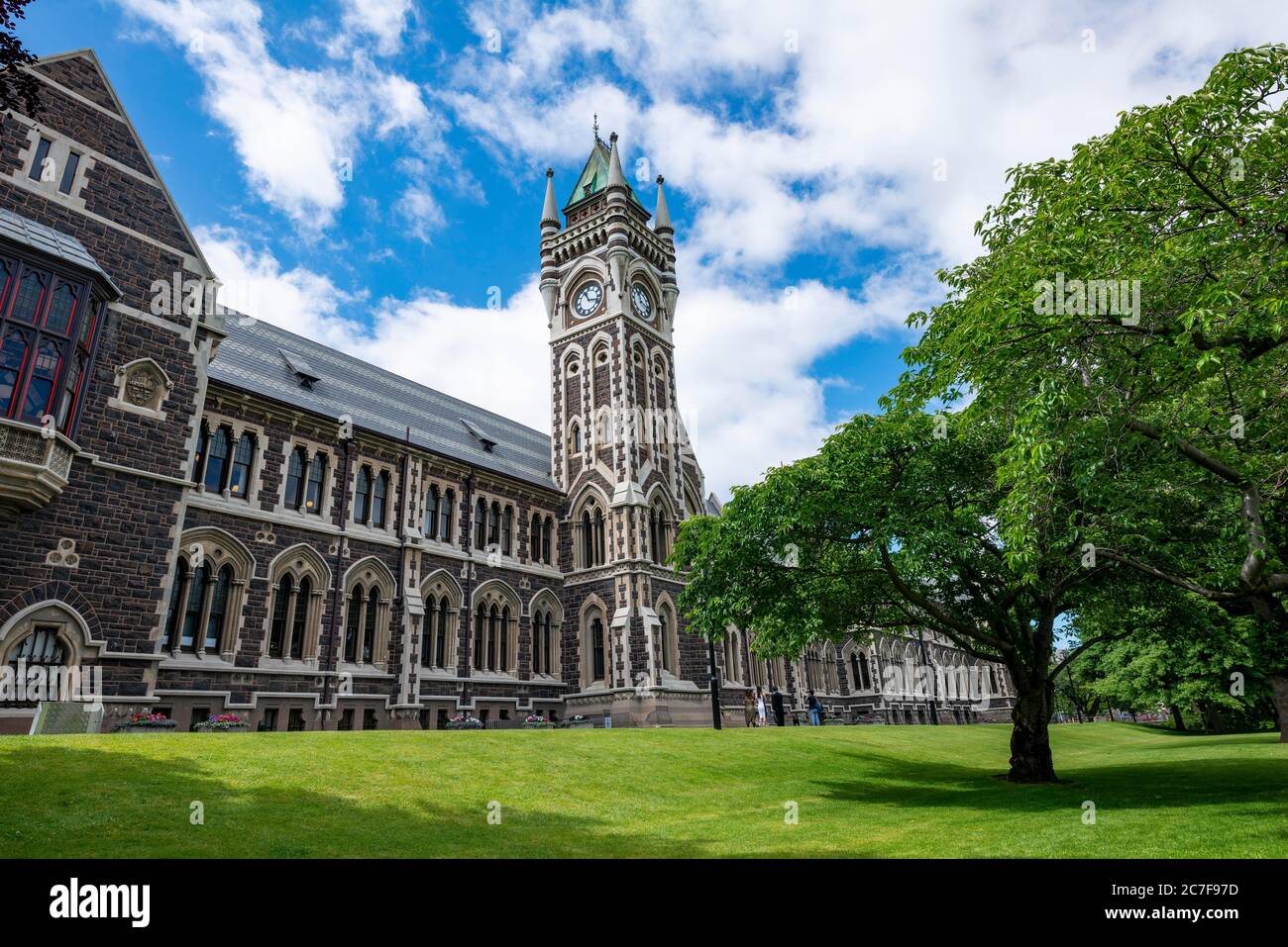 Old neo-gothic main building with bell tower, University of Otago ...