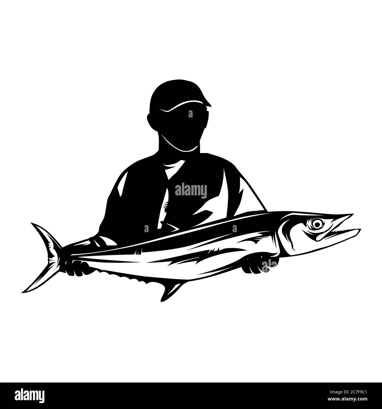 fisherman illustration vector Stock Photo - Alamy