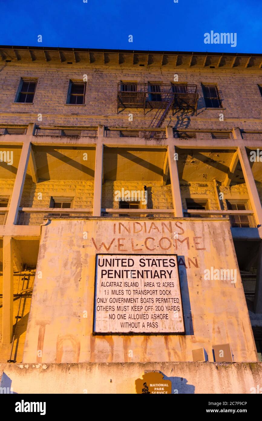 Alcatraz Prison, night scene, Alcatraz Island, San Francisco ...
