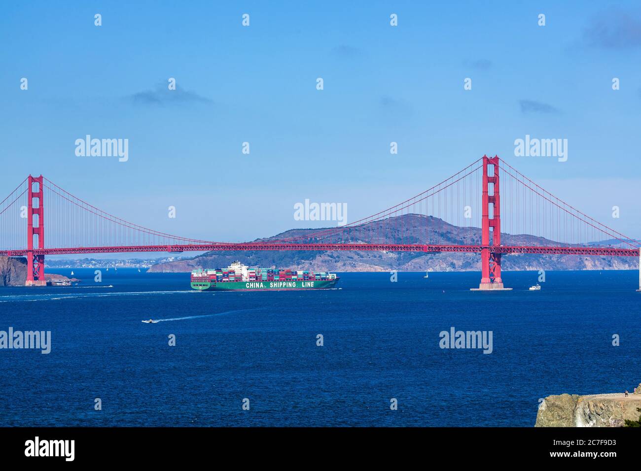 Container ship under Golden Gate Bridge, Golden Gate, San Francisco ...