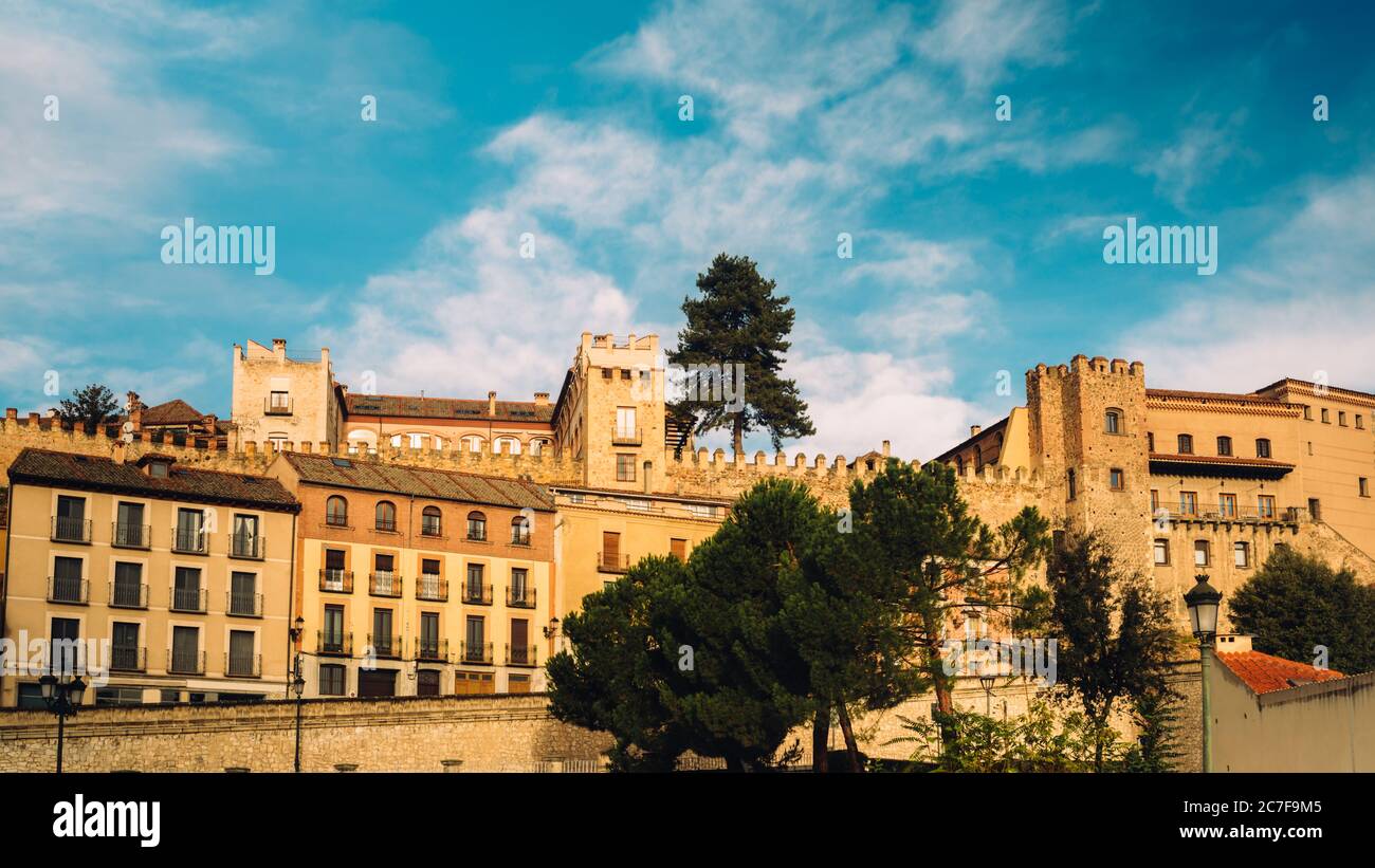 Beautiful old buildings captured under the blue sky in Segovia, Spain ...