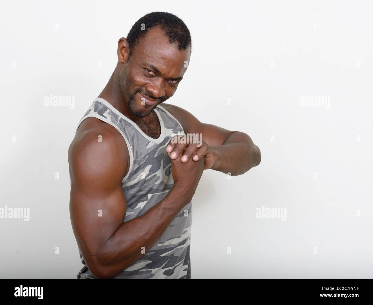 Portrait of handsome bearded African man ready for gym Stock Photo - Alamy