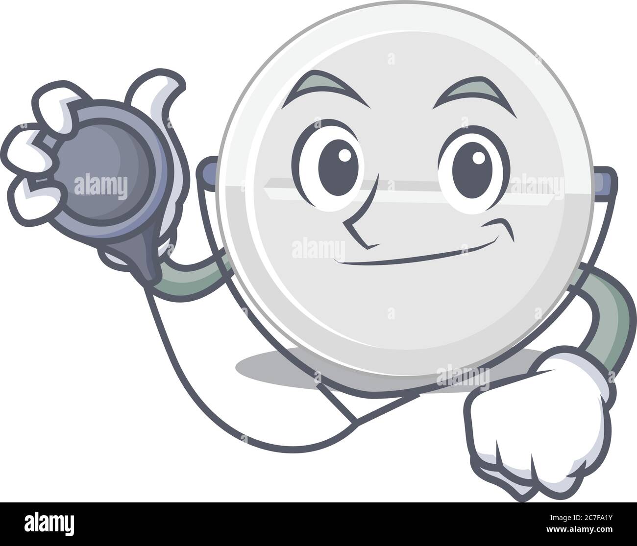 A dedicated tablet drug doctor caricature design working with tools ...