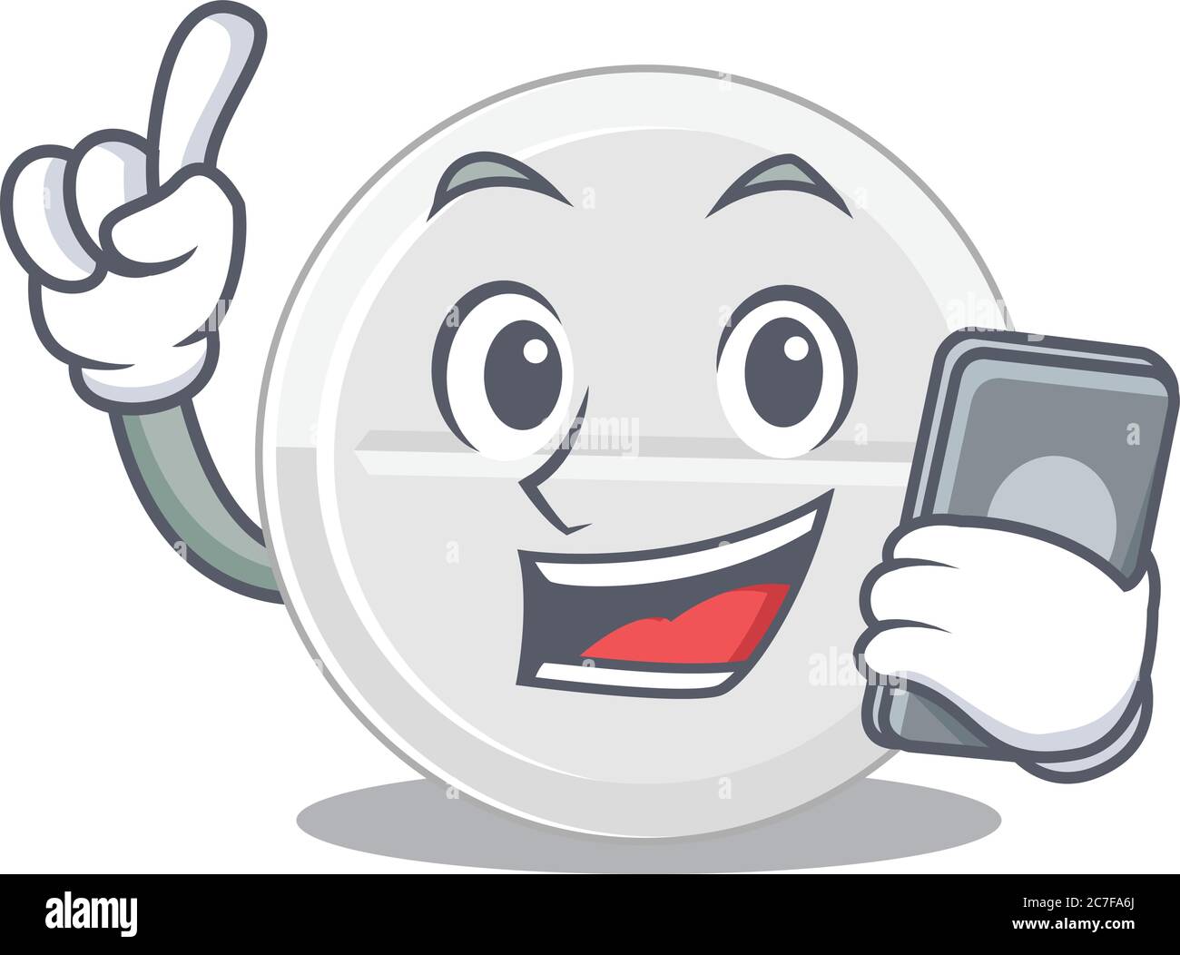 caricature character design style of tablet drug speaking on phone ...