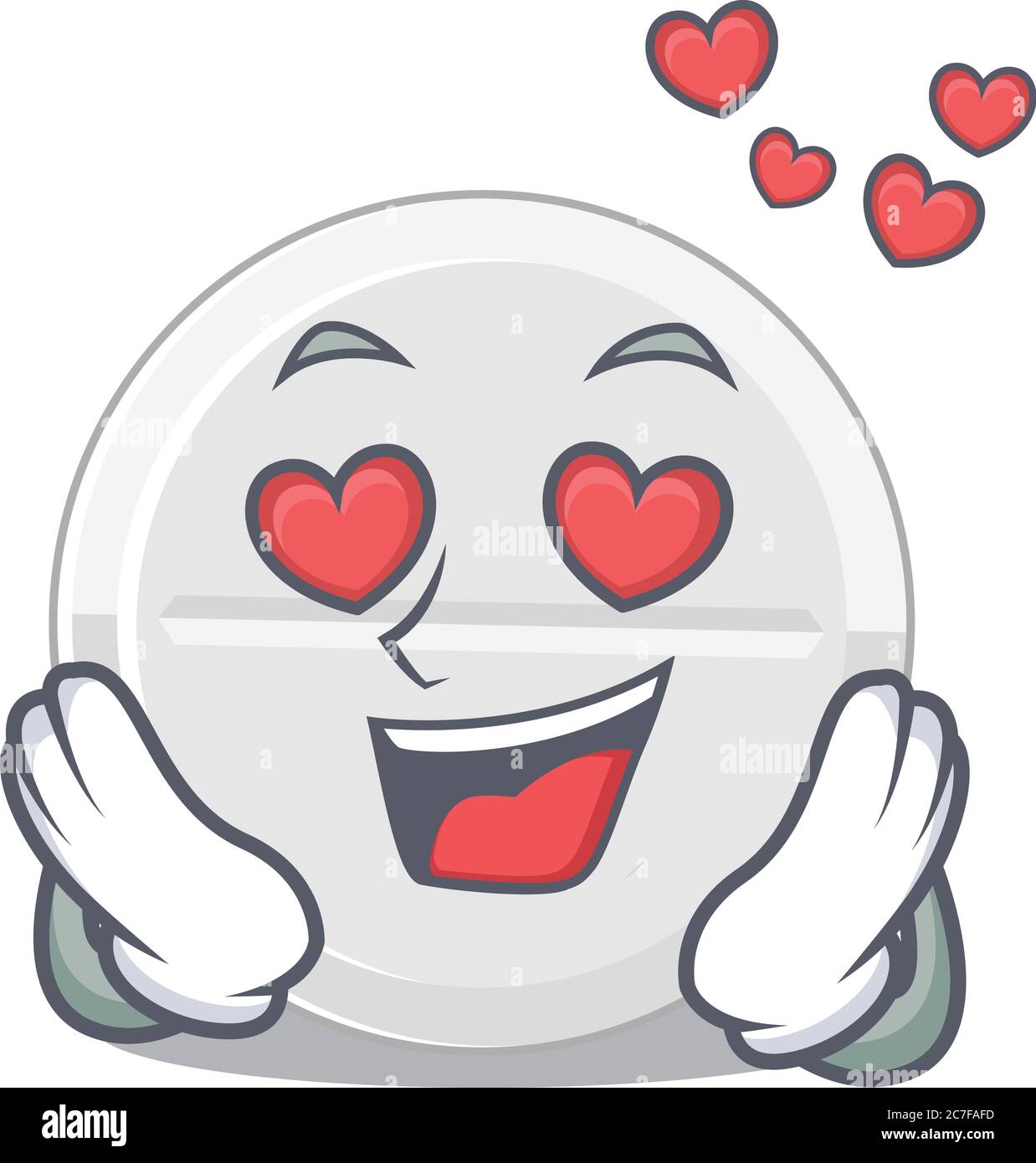 A passionate tablet drug cartoon mascot concept has a falling in love ...