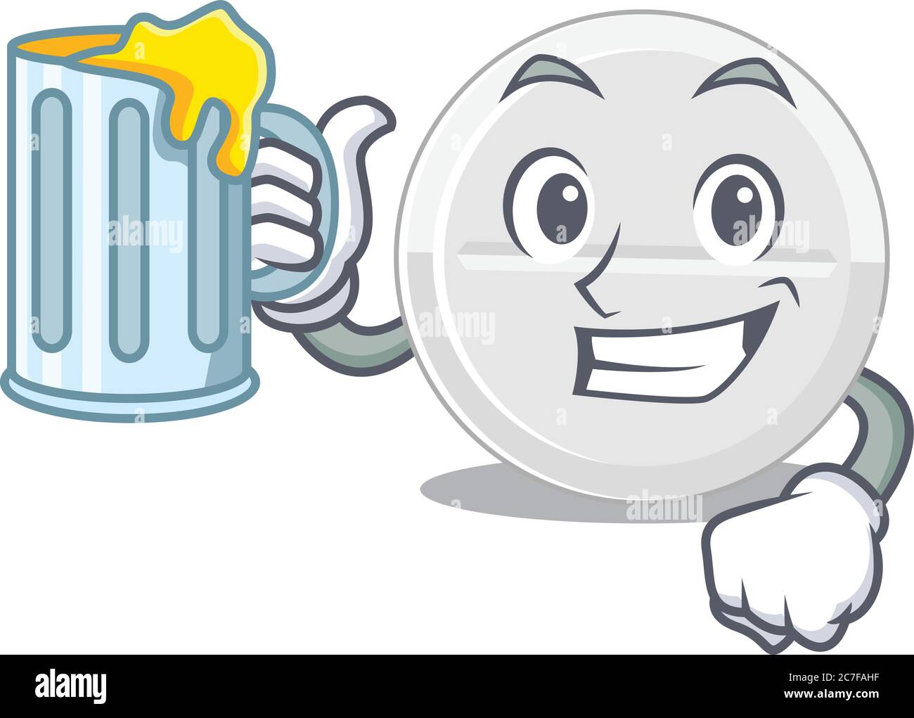 A cartoon concept of tablet drug toast with a glass of beer Stock ...