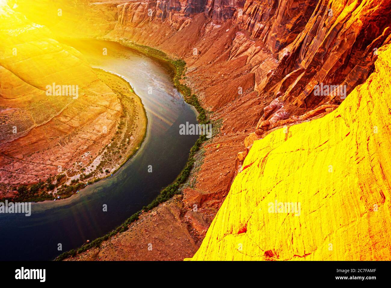 Grand Canyon national park. Colorado River in Grand Canyon. Red rock ...