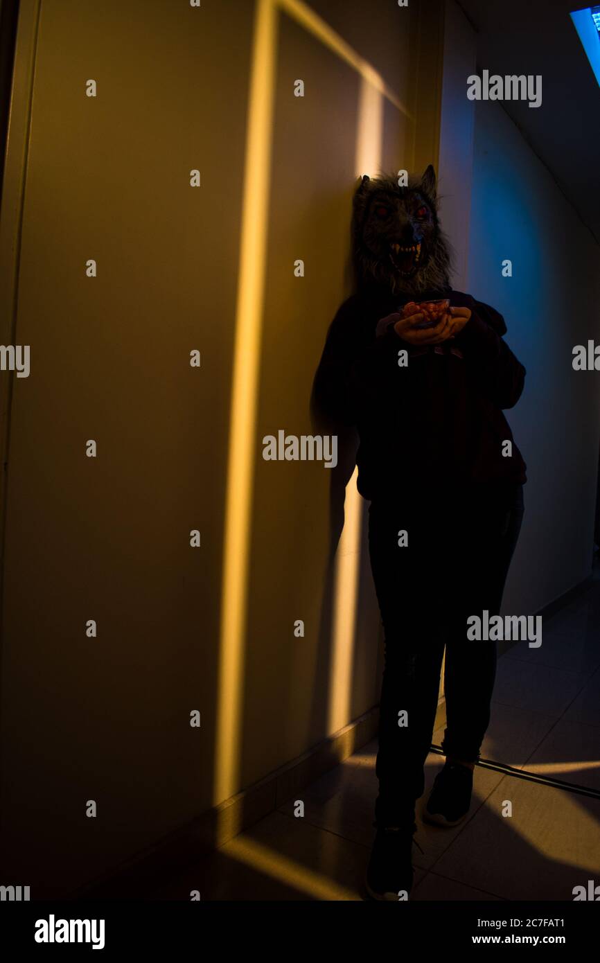 Girl wearing a wolf mask hi-res stock photography and images - Alamy