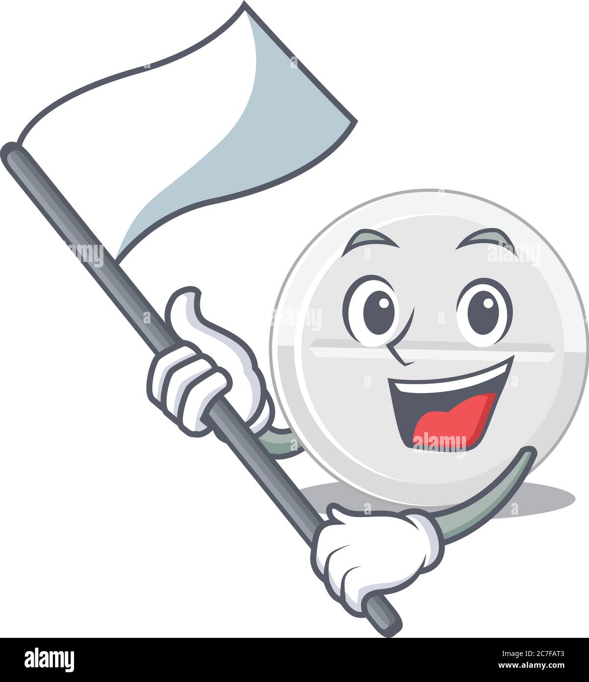 A brave tablet drug mascot character design holding a white flag Stock ...