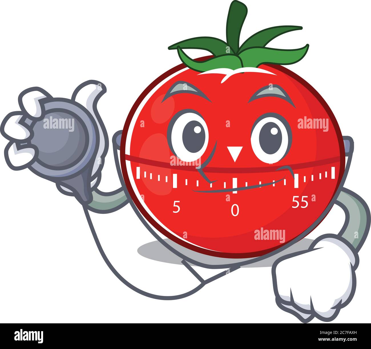 A dedicated tomato kitchen timer doctor caricature design working with ...