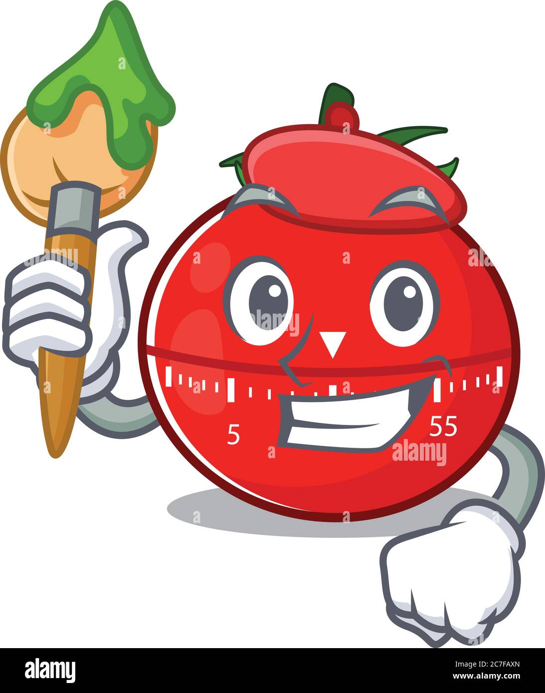 Tomato kitchen timer artist cartoon picture style paint a landscape ...