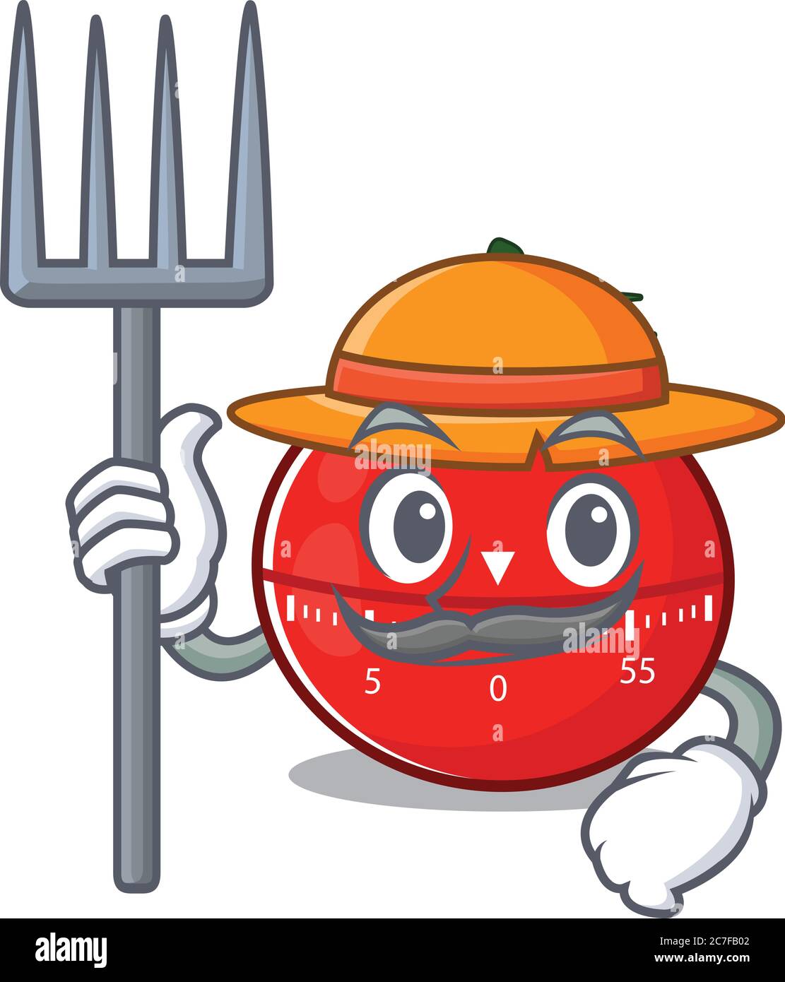 Farmer tomato kitchen timer mascot design working with a hat Stock ...