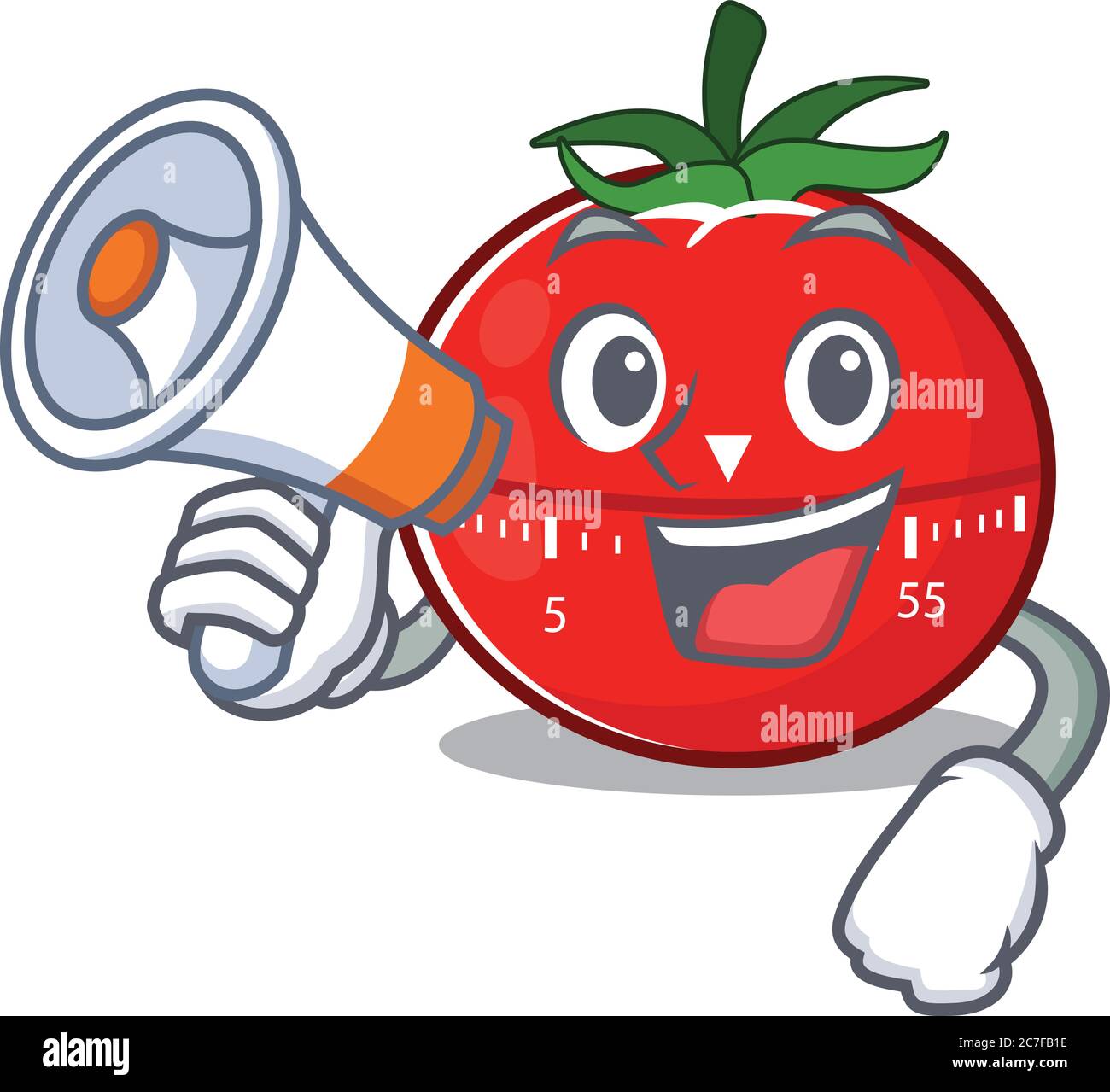 Tomato kitchen timer carton picture style giving announcement on a ...