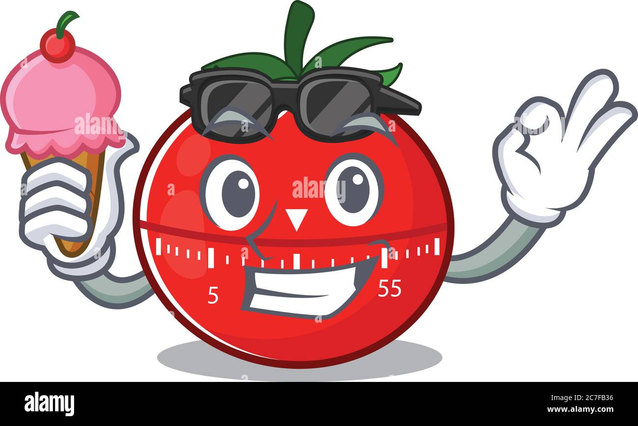 A Caricature design concept of tomato kitchen timer with cone ice cream ...