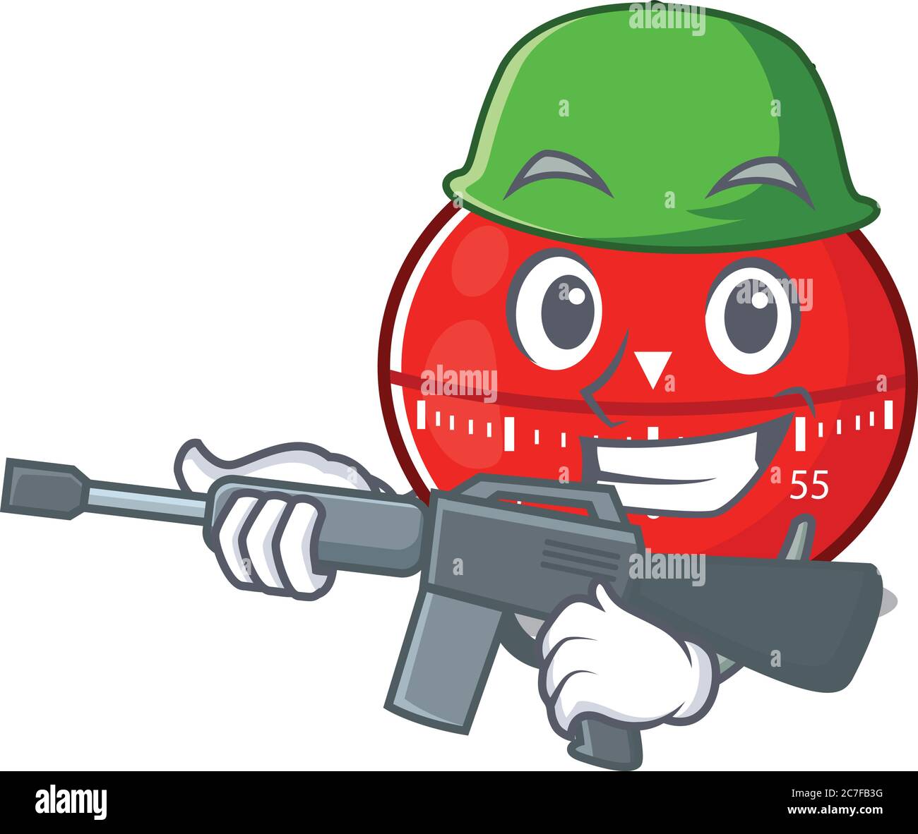 A charming army tomato kitchen timer cartoon picture style having a ...