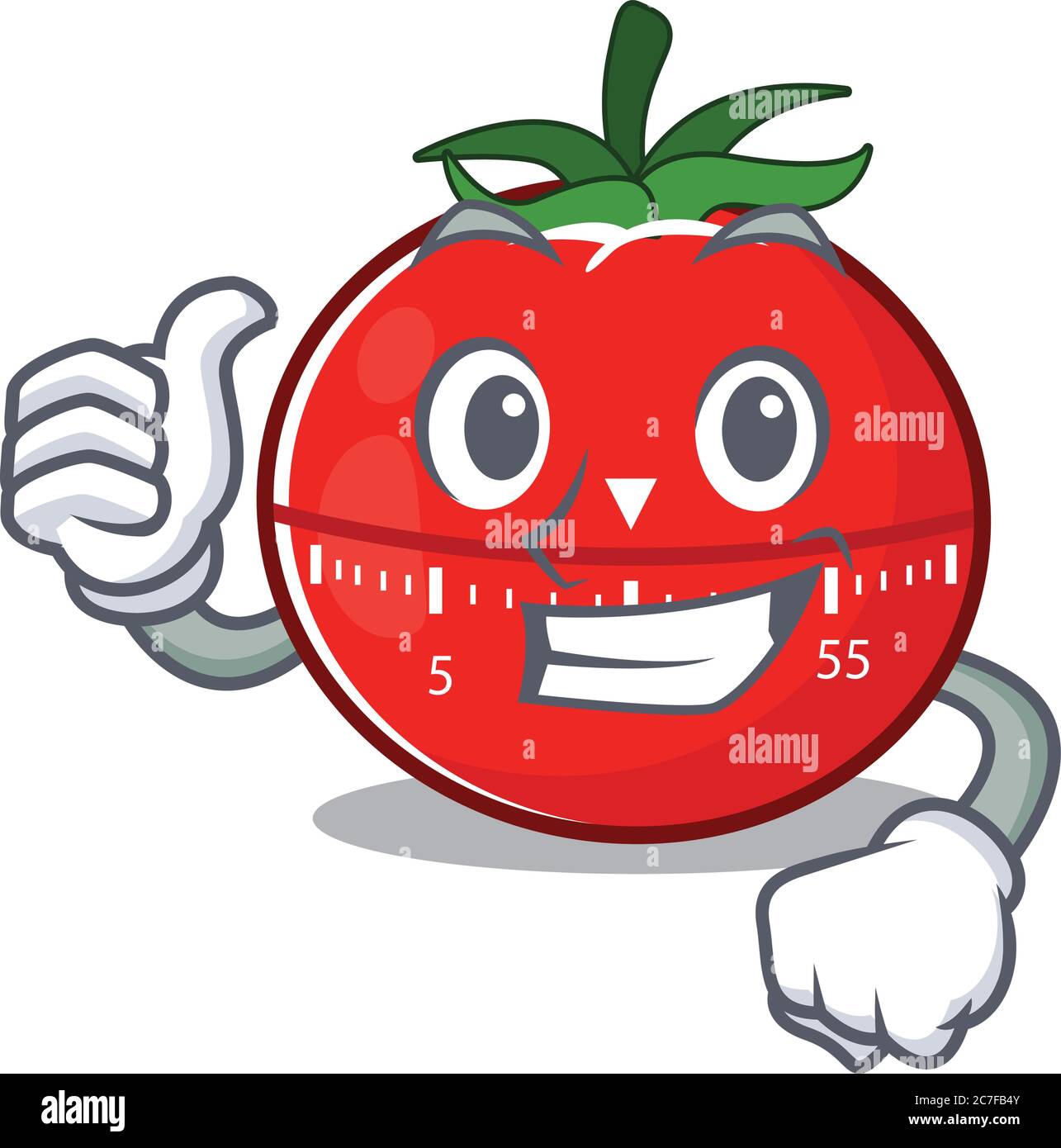 Tomato kitchen timer cartoon picture design showing OK finger pose ...