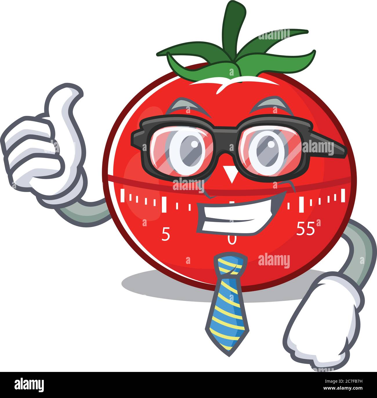 cartoon mascot style of tomato kitchen timer Businessman with glasses ...