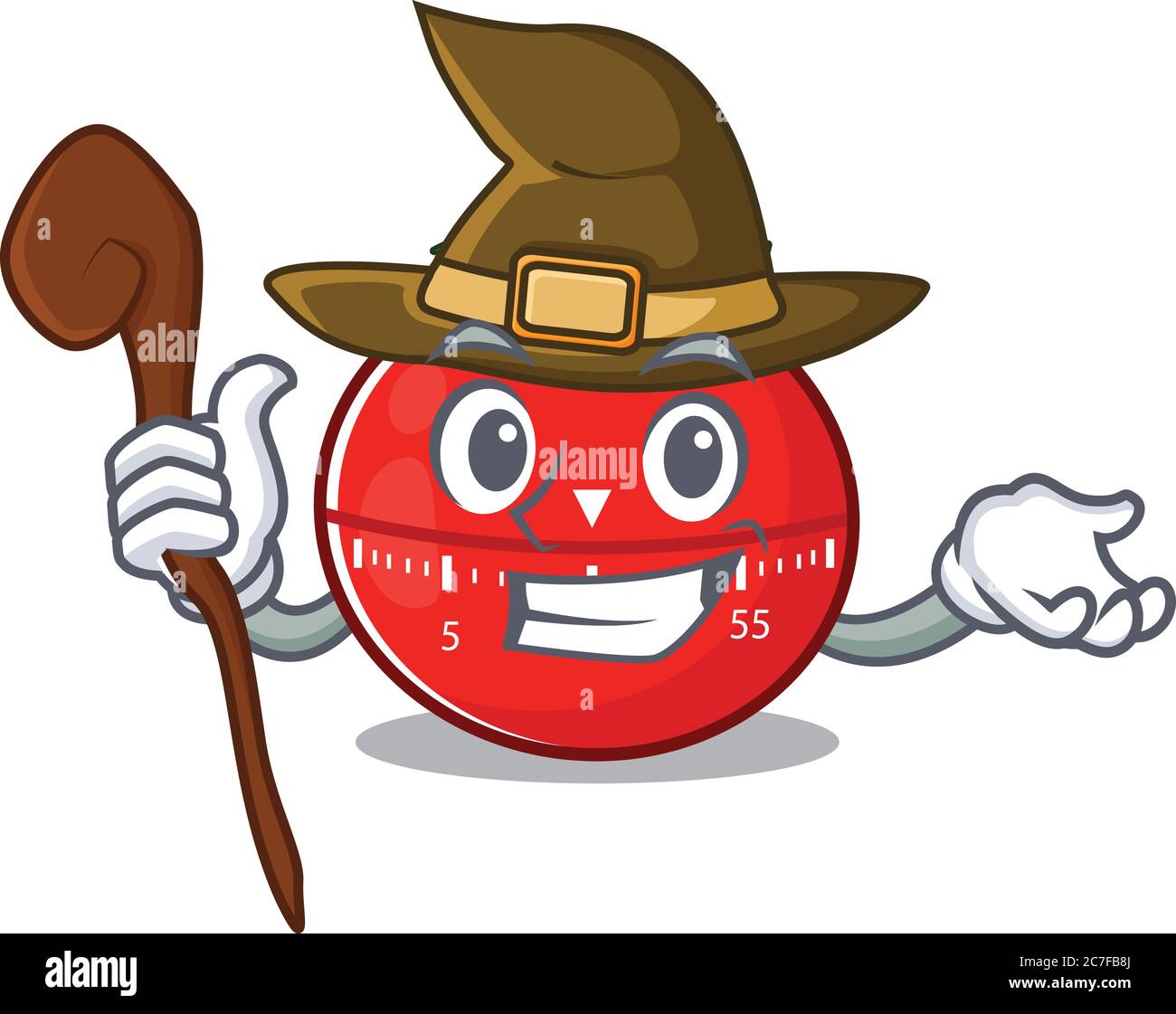 sneaky witch tomato kitchen timer cartoon character design Stock Vector ...