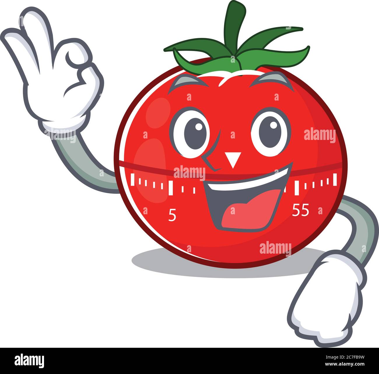 Tomato kitchen timer cartoon mascot design with Okay finger poses Stock ...