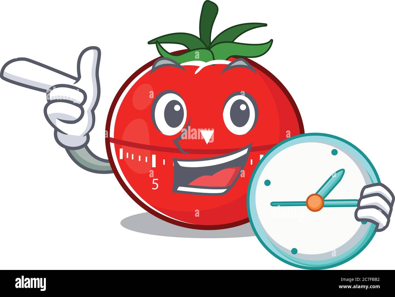 A picture of cheery tomato kitchen timer holding a clock Stock Vector ...