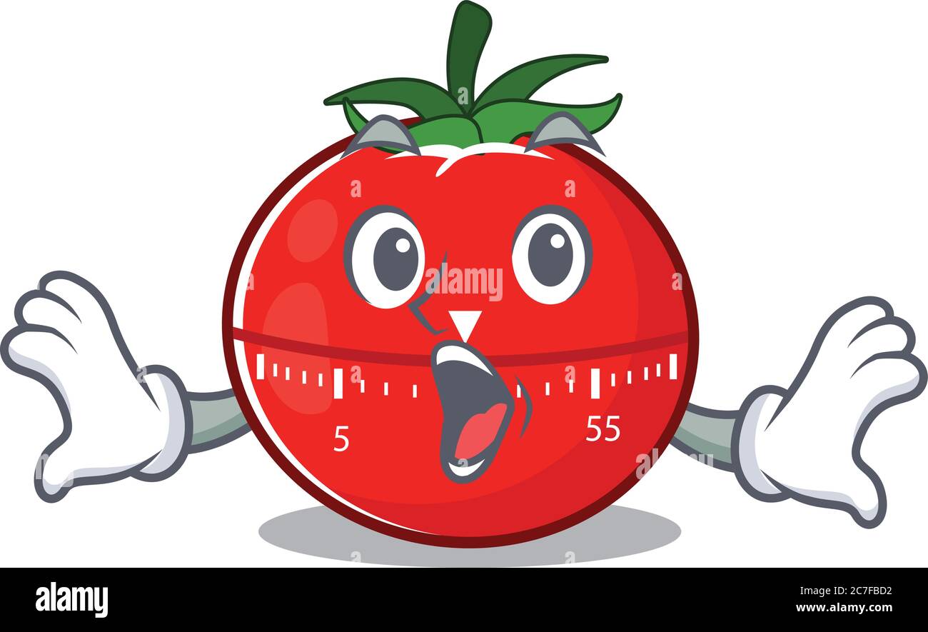 Tomato kitchen timer mascot design concept showing a amazed gesture ...