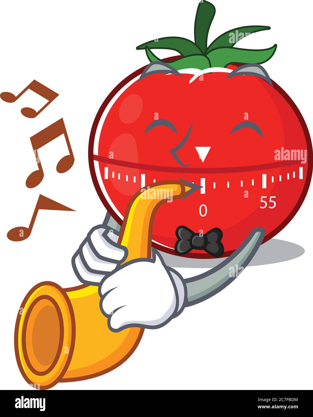 Tomato kitchen timer musician of cartoon picture playing a trumpet on ...