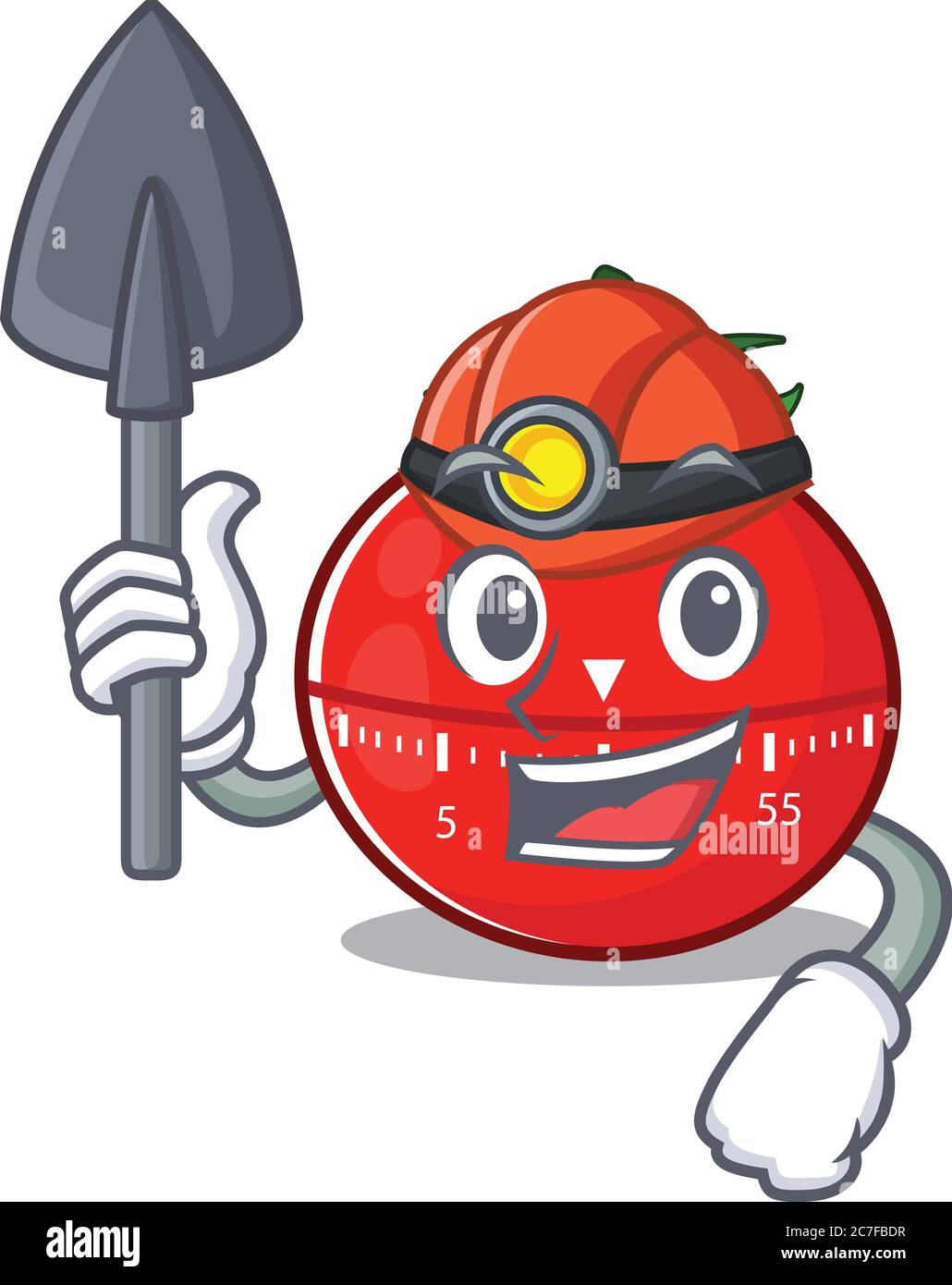 Tomato kitchen timer cartoon image design as a miner with tool and ...
