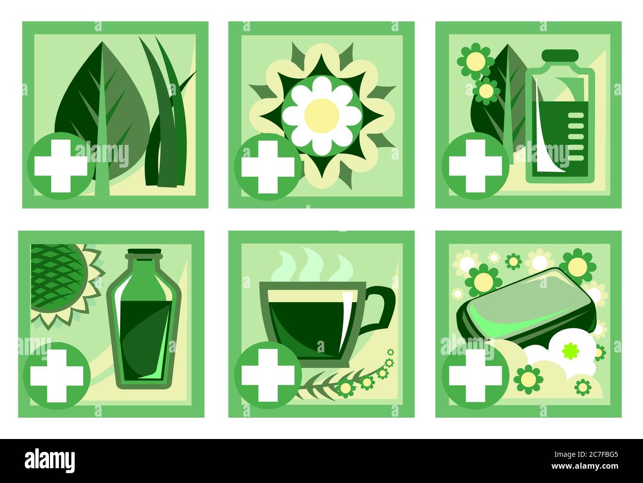 Symbols of herbal medicine. Vector. Set. Medical website, banners ...