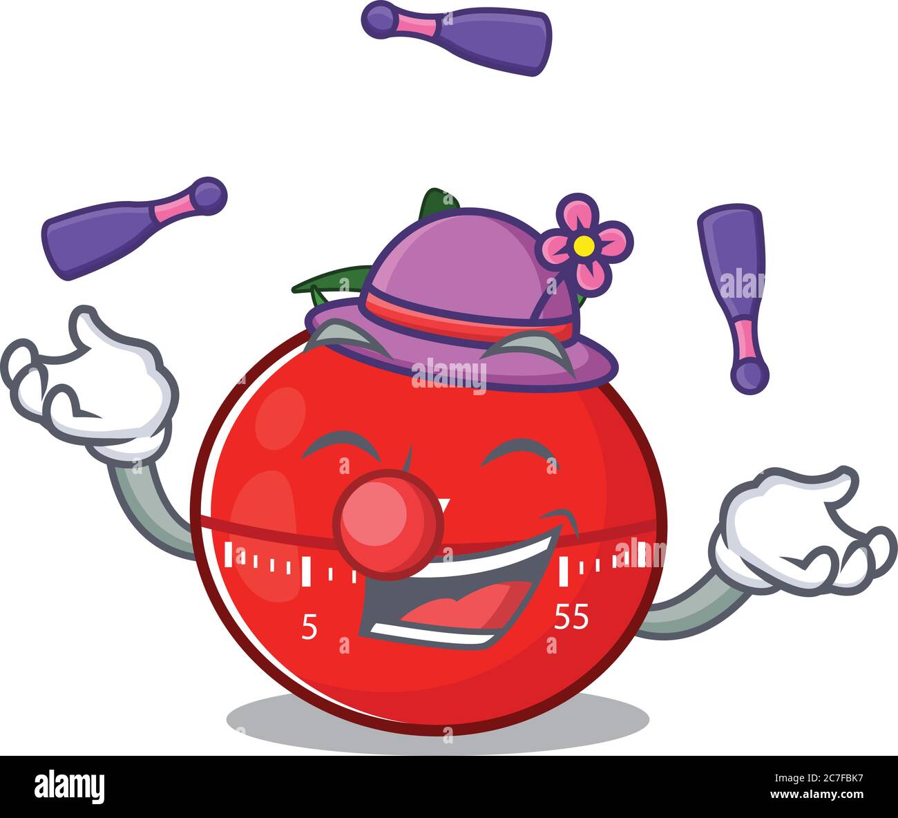 A tomato kitchen timer cartoon design style love playing juggling Stock ...
