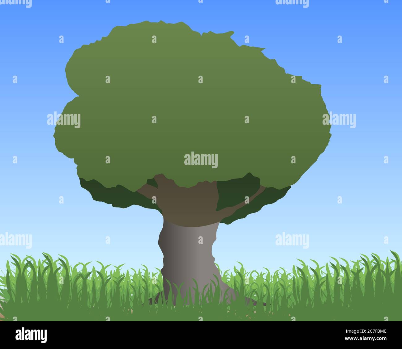 An illustration of a realistic looking tree in bright daylight with ...