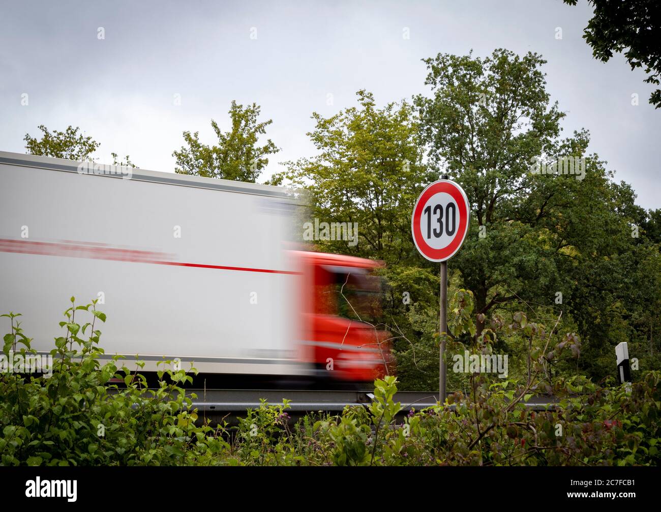 speed limit sign 130 at autobahn, highway Germany, outdoors Stock Photo ...