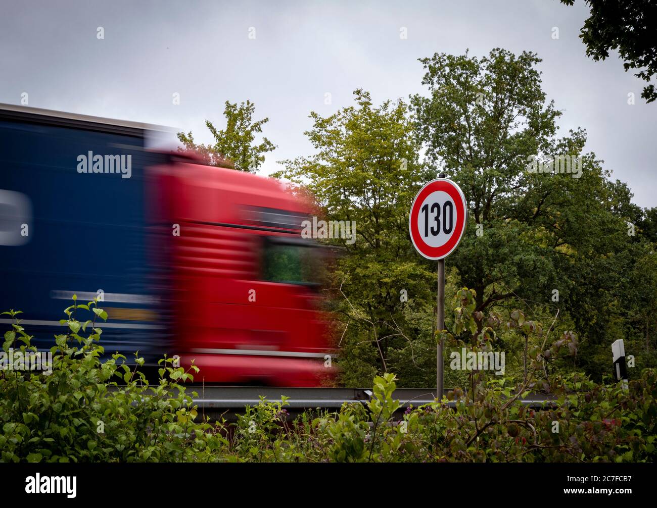 speed limit sign 130 at autobahn, highway Germany, outdoors Stock Photo ...