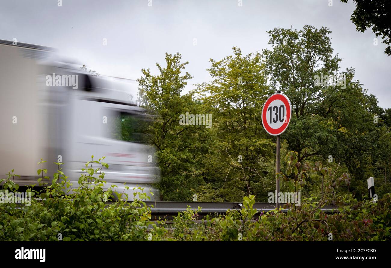 speed limit sign 130 at autobahn, highway Germany, outdoors Stock Photo ...