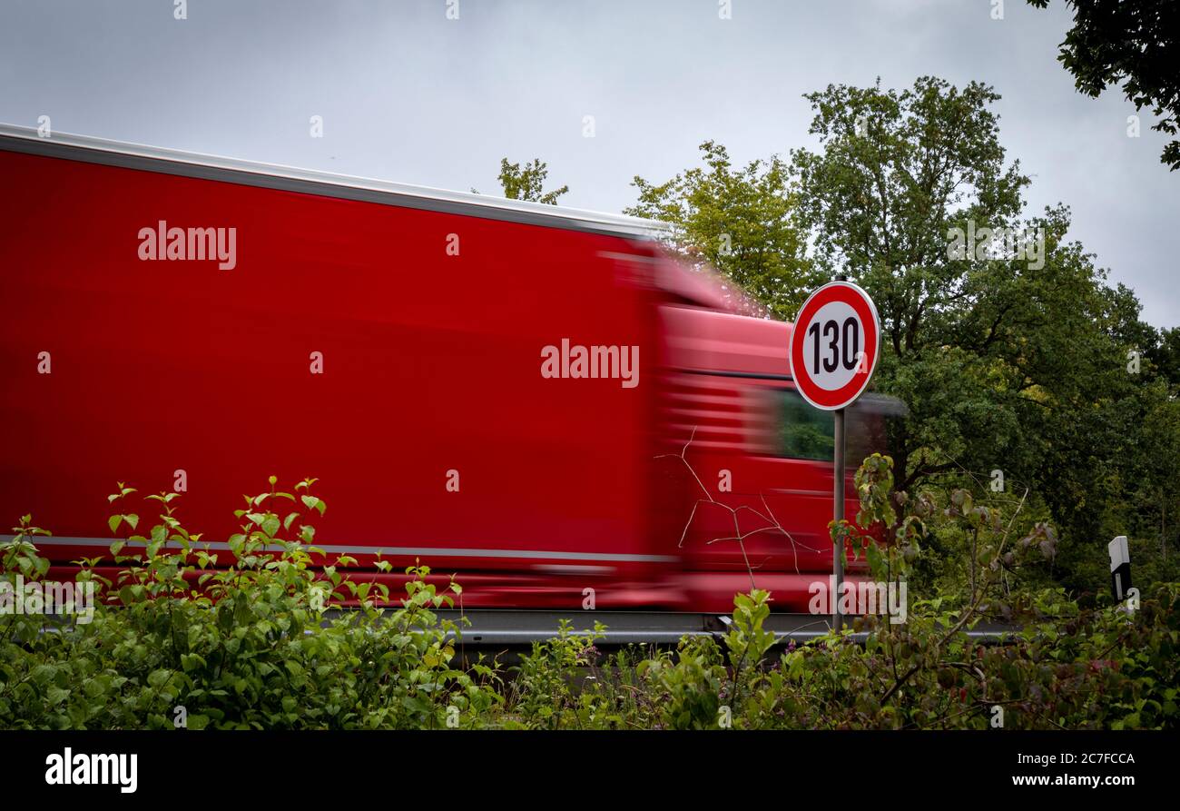 speed limit sign 130 at autobahn, highway Germany, outdoors Stock Photo ...