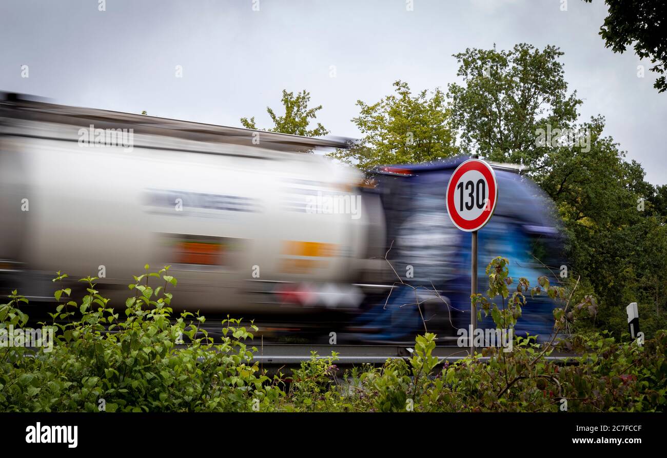 speed limit sign 130 at autobahn, highway Germany, outdoors Stock Photo ...
