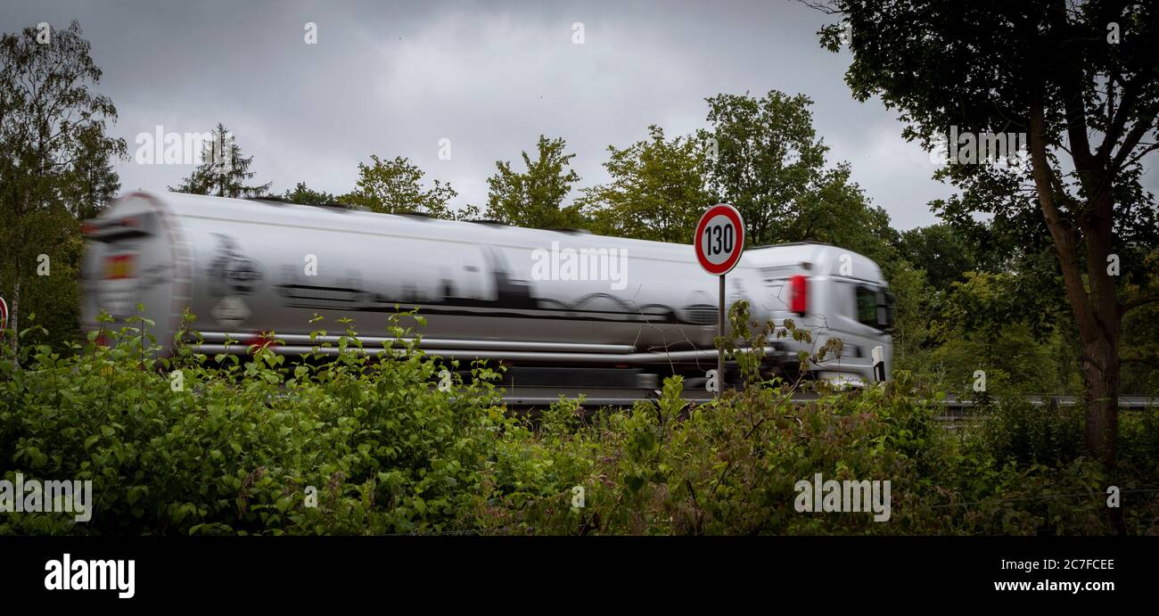 speed limit sign 130 at autobahn, highway Germany, outdoors Stock Photo ...