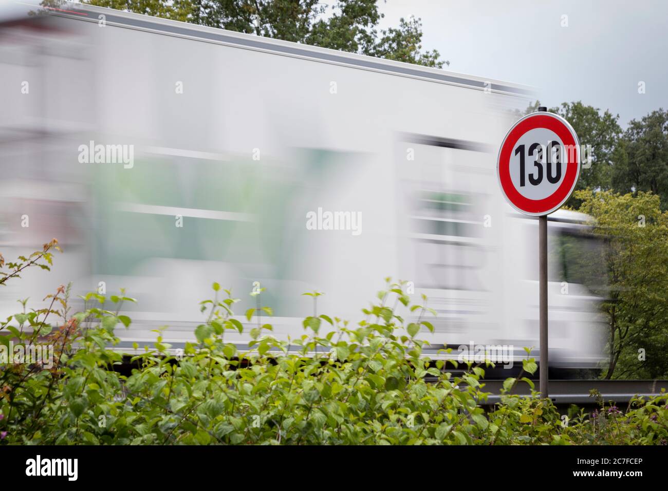 speed limit sign 130 at autobahn, highway Germany, outdoors Stock Photo ...