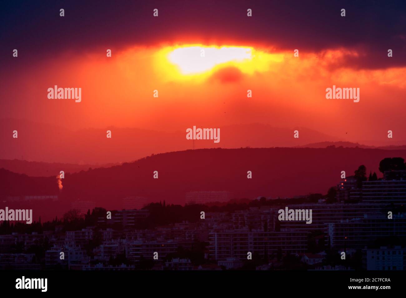 Beautiful scenery of the sunset in French Riviera, Nice, France Stock ...
