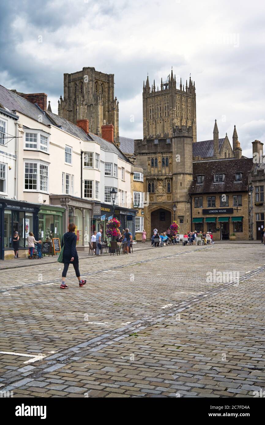 Businesses and cafes are opening at Wells Market Square Stock Photo - Alamy