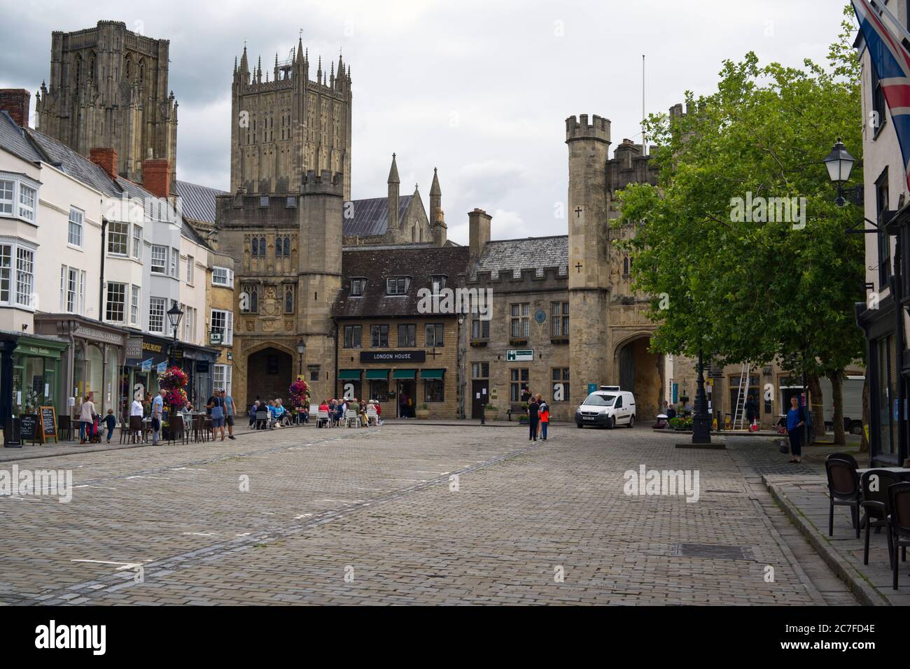 Businesses and cafes are opening at Wells Market Square Stock Photo - Alamy